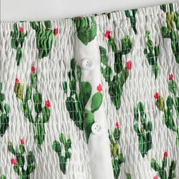 Dresses | Off Shoulder Smocked Cacti Print Dress White | Poshmark